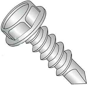 #10-16 x 1 1/4" Ind. HWH Unslot Self Drill Screws, #3, 410 Stainless ...