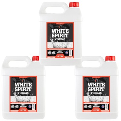 100% Natural White Spirit Vinegar 5 Litre Pack of 3 Cleaning Pickling ...