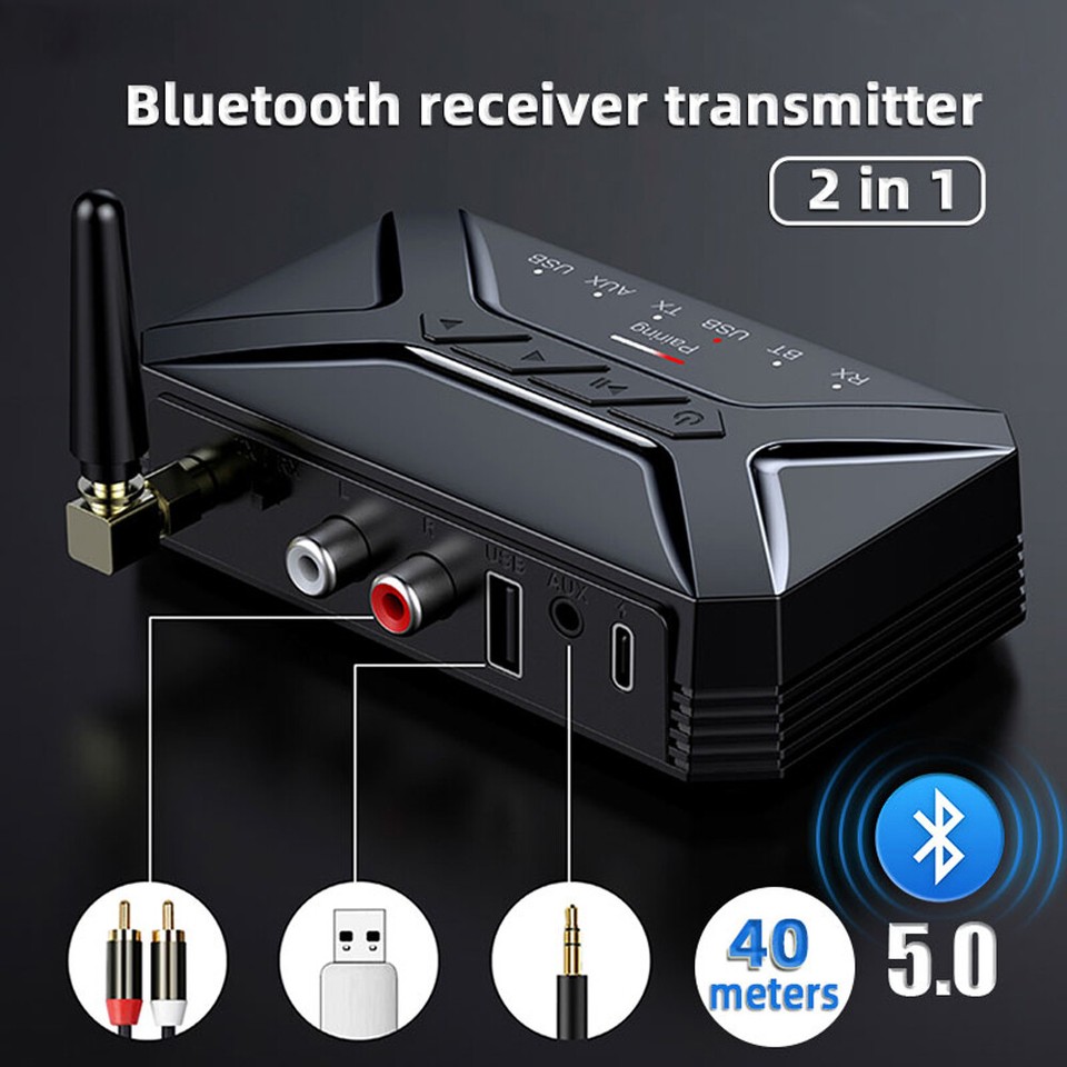 Long Range Bluetooth 5.0 Transmitter Receiver TV Home Car Stereo Audio ...