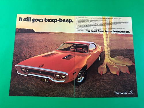 1971 PLYMOUTH ROAD RUNNER ORIGINAL VINTAGE PRINT AD ADVERTISEMENT ...