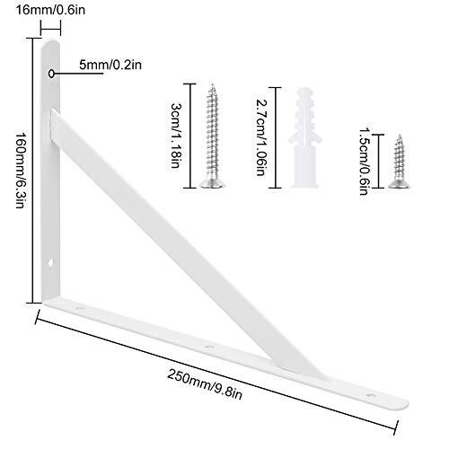 4 Pack 10 Inch White Shelf Brackets Heavy Duty L Brackets for Shelves ...