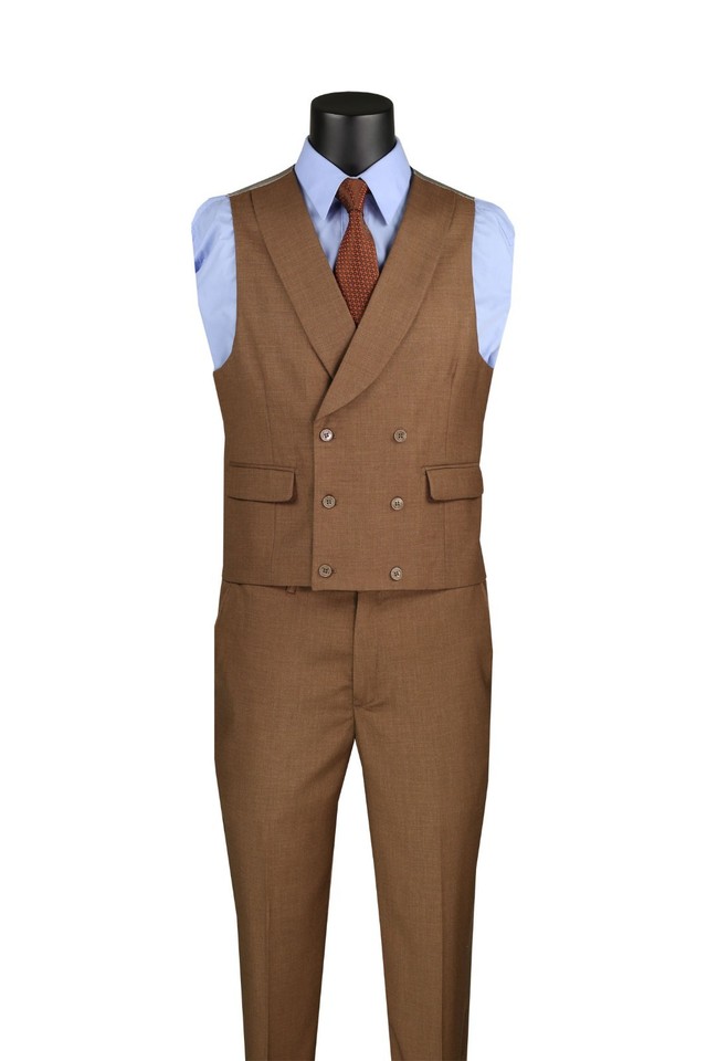 Vinci Men's Modern Fit 3-Piece Suit with Adjustable Waist Band Pants ...