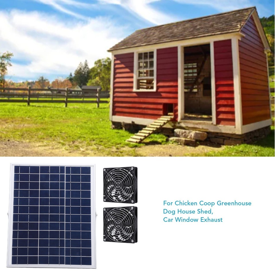 15W Solar Panel Fan Kit IP65 Weatherproof Dual Fan Solar Exhaust Intake ...