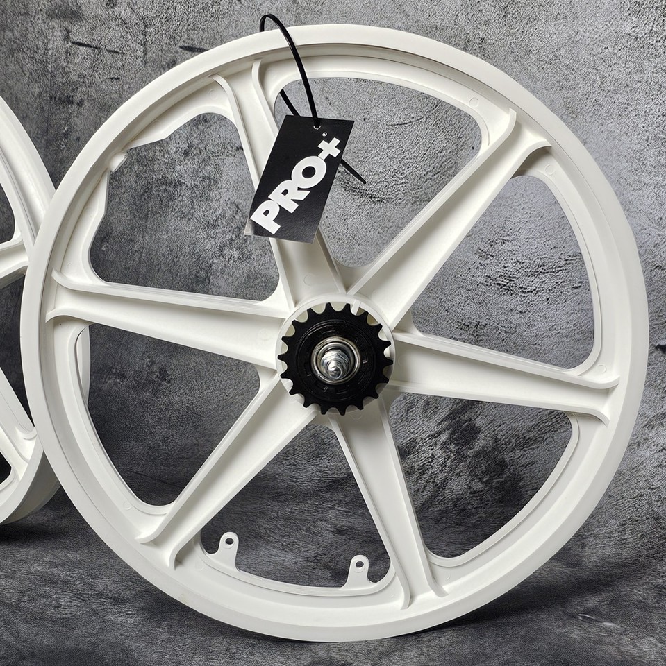 PRO+ 20" BICYCLE GT STYLE MAG WHEELS 6 SPOKE WHITE FOR BMX BICYCLES ...