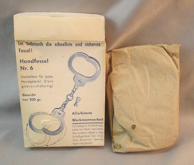 Vintage German Handcuffs No. 6 Orig. Box Fastest Safest Restraint 200 g ...