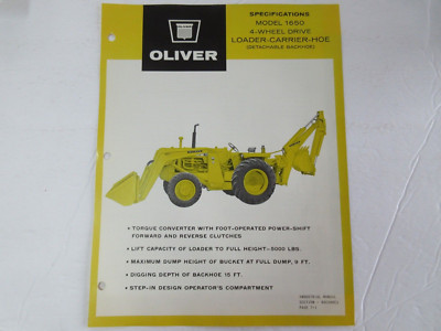 Rare Oliver 1650 4WD Tractor Loader Backhoe Sales Sheet 1965 | eBay