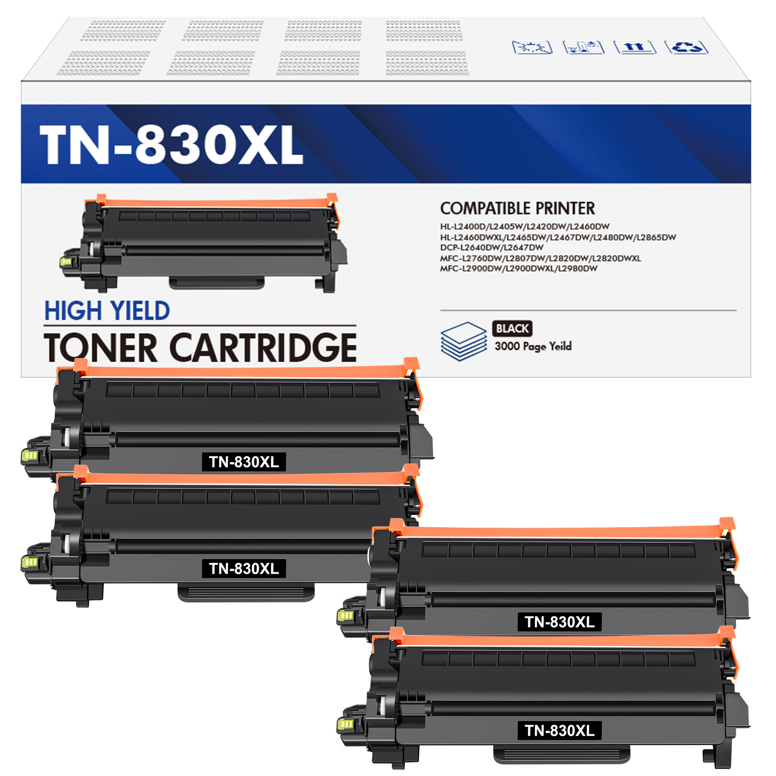 TN830 XL TN830XL Toner Cartridge for Brother DCP-L2647DW HL-L2400D HL ...