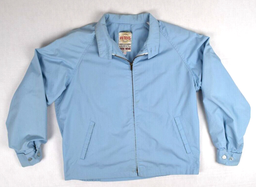 Jacket VTG Peters 50s 60s Blue Harrington Jacket Sz 4… - Gem