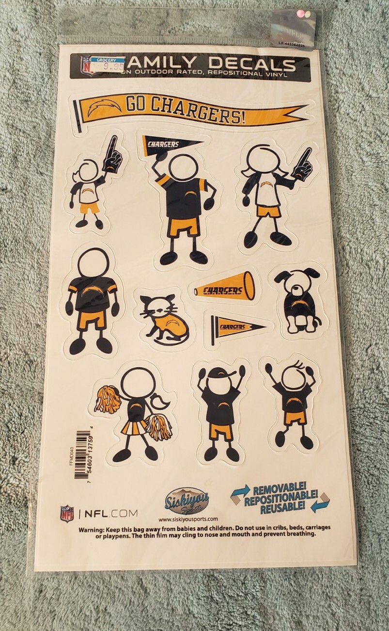 Los Angeles Chargers FAMILY DECAL SET 12 STICKERS | eBay