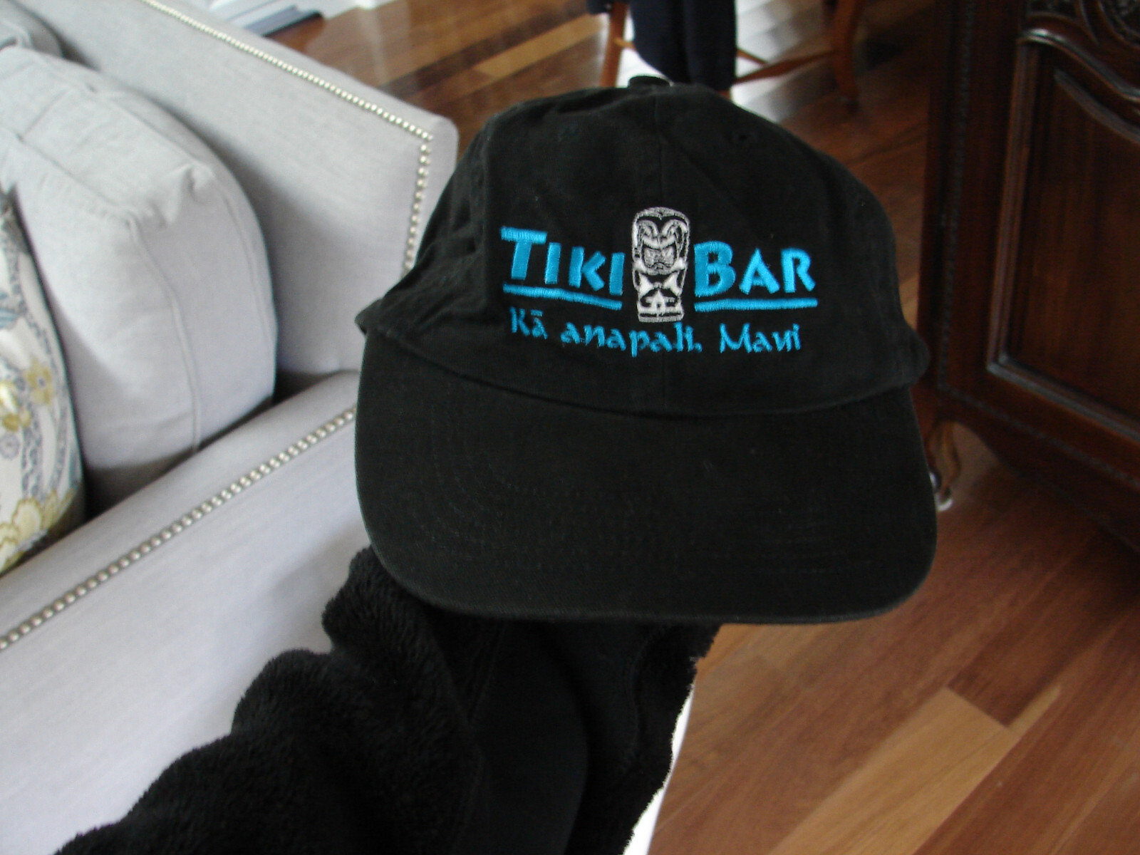 Tiki Bar Kaanapali Maui Hawaii Black Cap Hat Embroide… - Gem