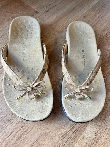 Vionic Shoes Womens 8.5 Bella Rest Sandals Cork Toe Post Thong Orthotic ...