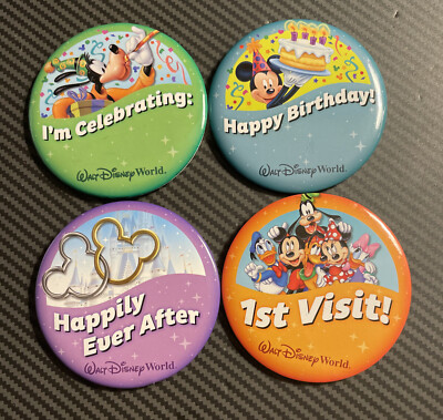 Walt Disney World Celebration Buttons 1st Visit, I'm Celebrating, Happy ...