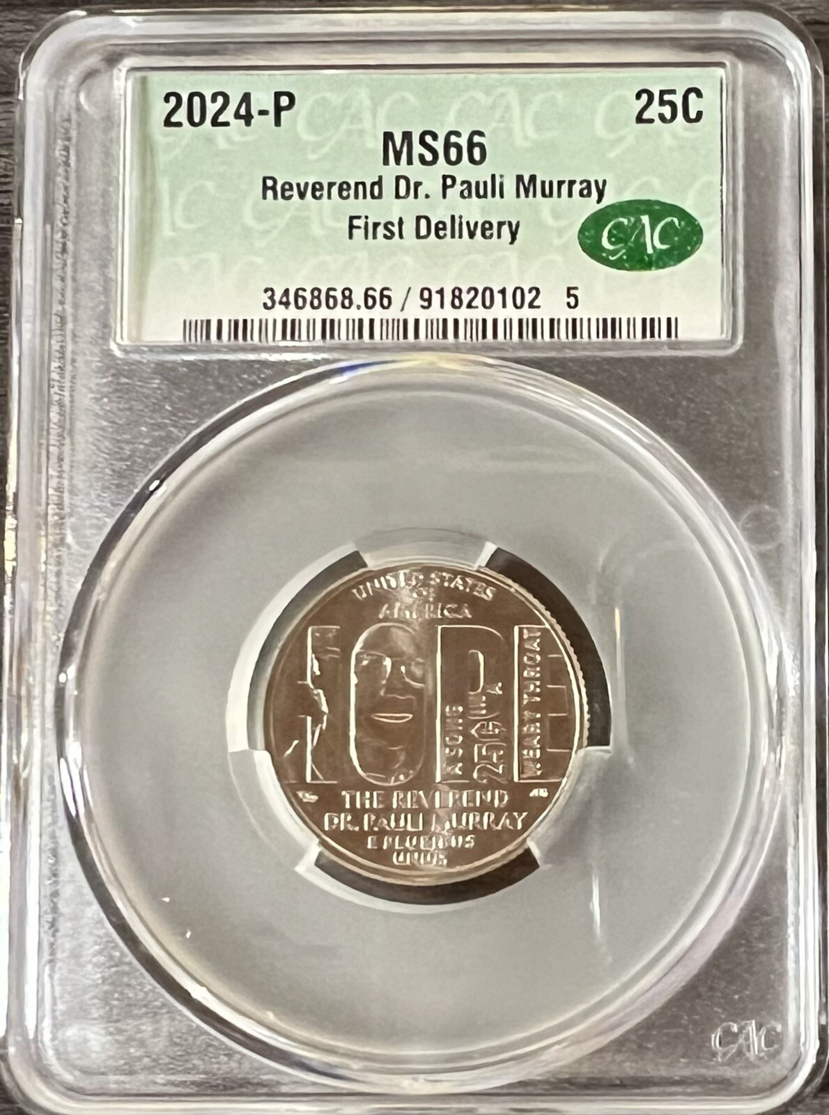 2024 P Reverend Dr Pauli Murray Quarter CAC MS66 First Delivery | eBay