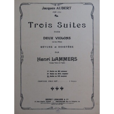 AUBERT Jacques Suite No 3 Ré Majeur pour 2 Violons | eBay