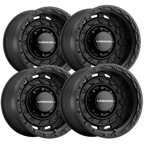 (Set-4) Vision 403 Tactical 18x9.5 6x120 -18mm Satin Black Wheels Rims ...