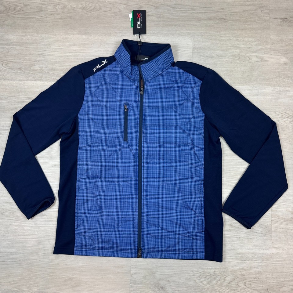 Ralph Lauren RLX Hybrid Wool Jacket Mens Large Navy Plaid $268 ...