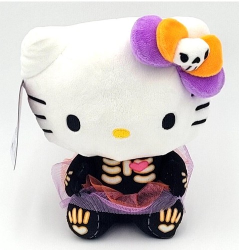 Hello Kitty Halloween Skeleton Kitty Costume Skull & Bow. 8" Plush. NEW ...