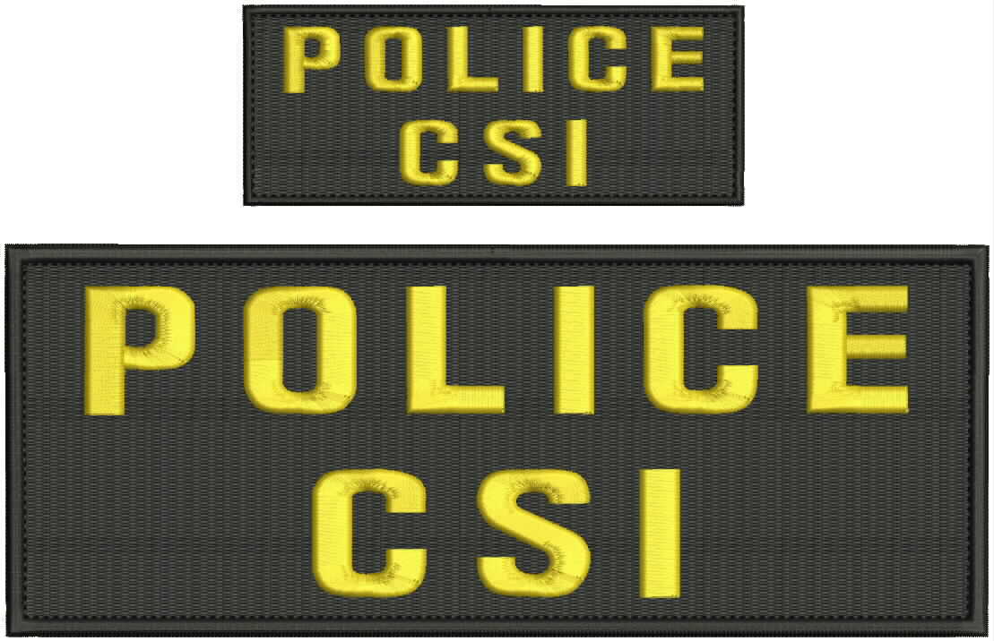 POLICE CSI embroidery patches 4x10 and 2x5 hook on back COLOR GOLD | eBay