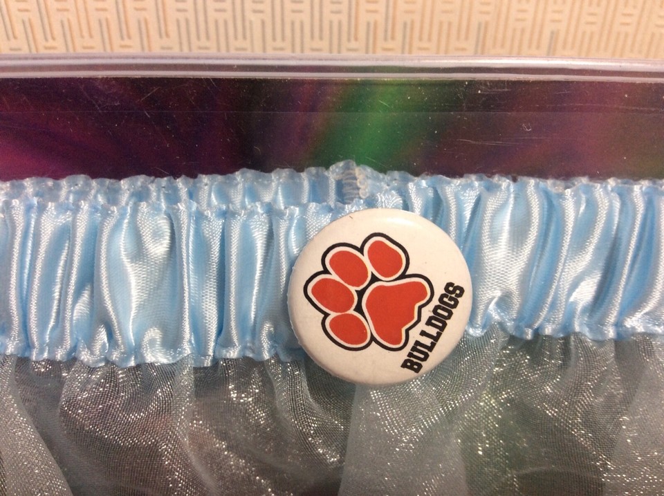 GARTER: WEDDING OR PROM New plastic casing LIGHT BLUE GARTER w/Bulldog ...