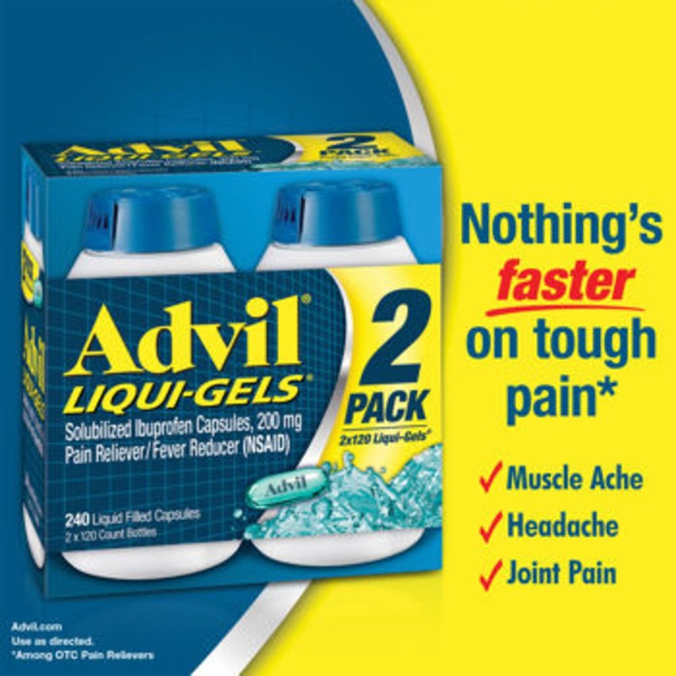 Advil Liqui-Gels Solubilized Ibuprofen Capsules 200 mg ( 240 ct ...