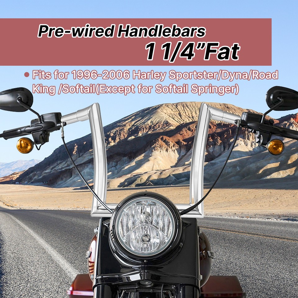 For Harley Softail 14" Pre-wired Ape Hanger Handlebar for Deluxe ...