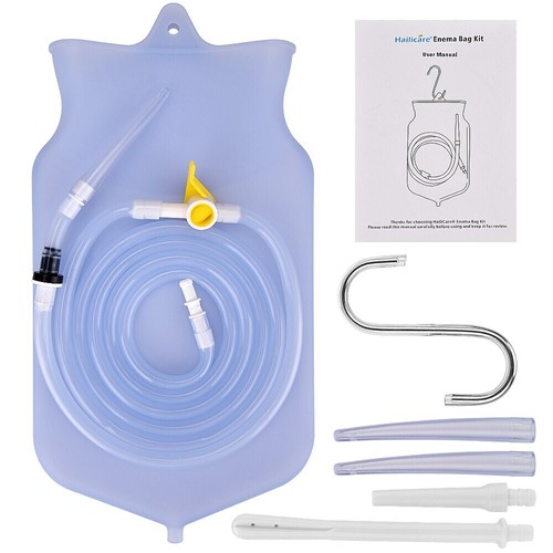 2L Silicone Enema Bag Kit Reusable Hose Assembly Colonic Irrigation ...