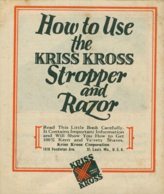 c1920 Kriss Kross Stropper Razor Original Set Instructions St Louis MO ...