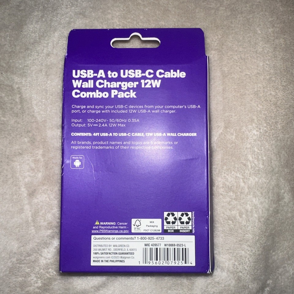 Infinitive USB To USB C Cable Wall Charger Combo Pack | eBay