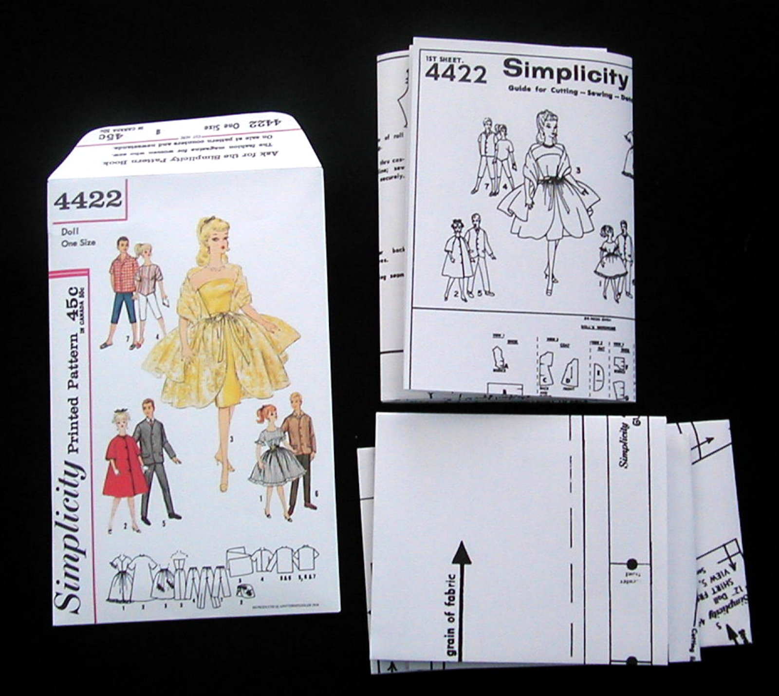 Simplicity 4422 Barbie & Ken Vintage Fashion TEEN DOLL Fabric Sewing ...