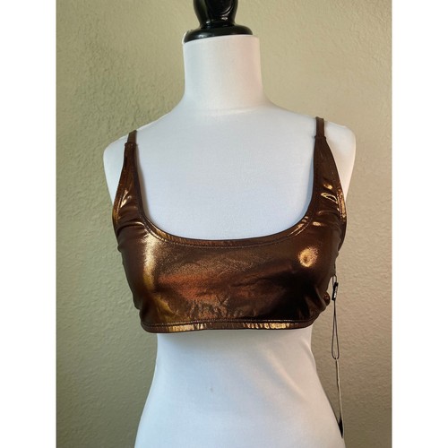 Fashion Nova Bronze Bikini Top Metallic Shiny Festival Rave Party Size ...
