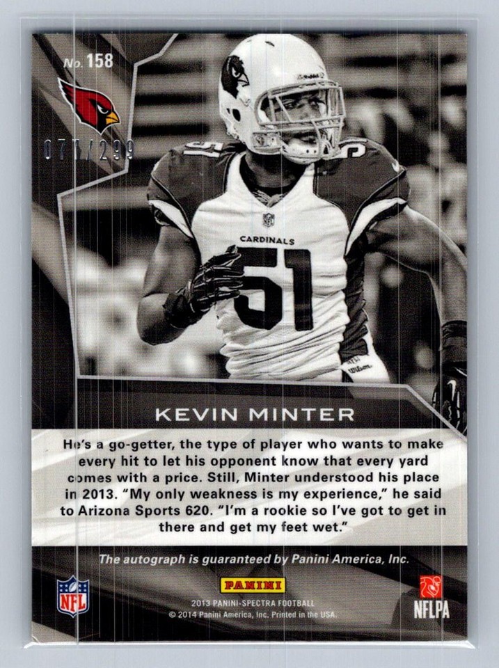 2013 Panini Spectra #158 Kevin Minter #/299 | eBay