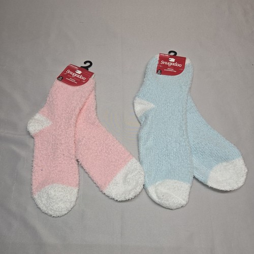 Snugadoo 2 Pair Fuzzy Fluffy Socks Soft Light Pink & Lt Blue/green Nwot ...
