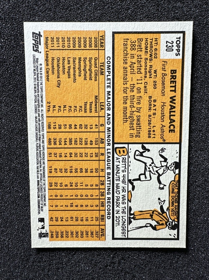 BRETT WALLACE #230 2012 Topps Heritage Baseball QTY Houston Astros | eBay
