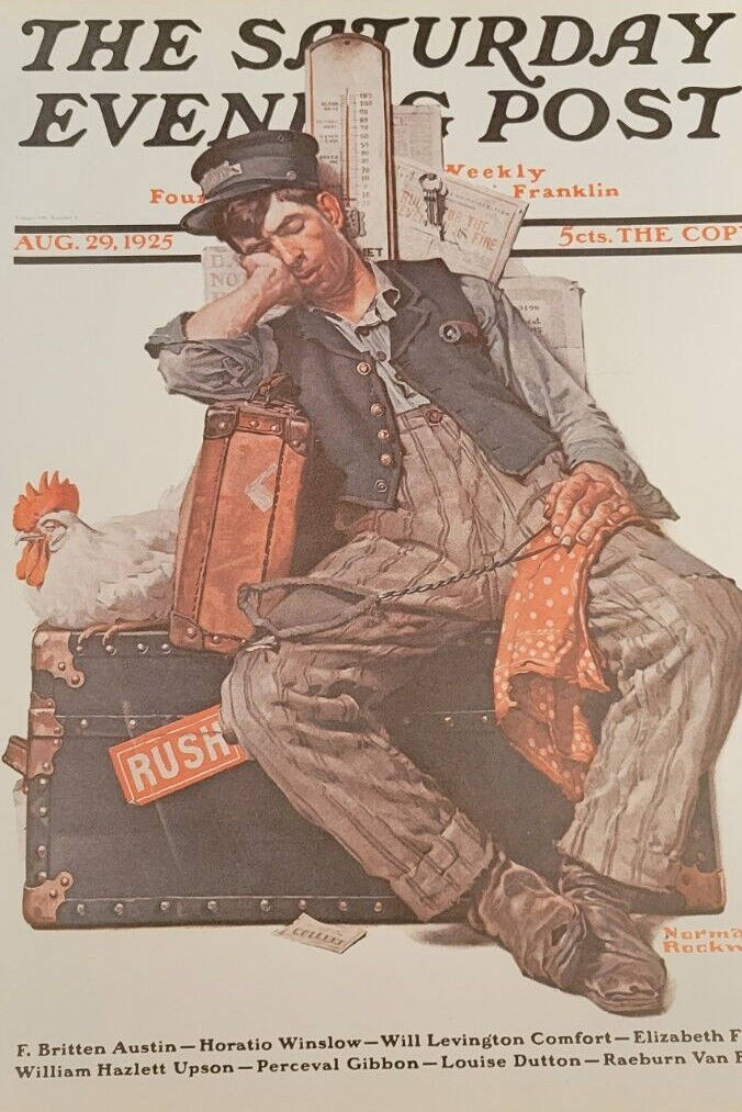 Hot Spell Sleeping Expressman Asleep on the Job Norman Rockwell SEP ...