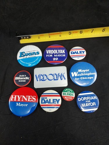 Lot VINTAGE Mayoral POLITICAL PIN BUTTONS - CHICAGO - Daley, Byrne ...