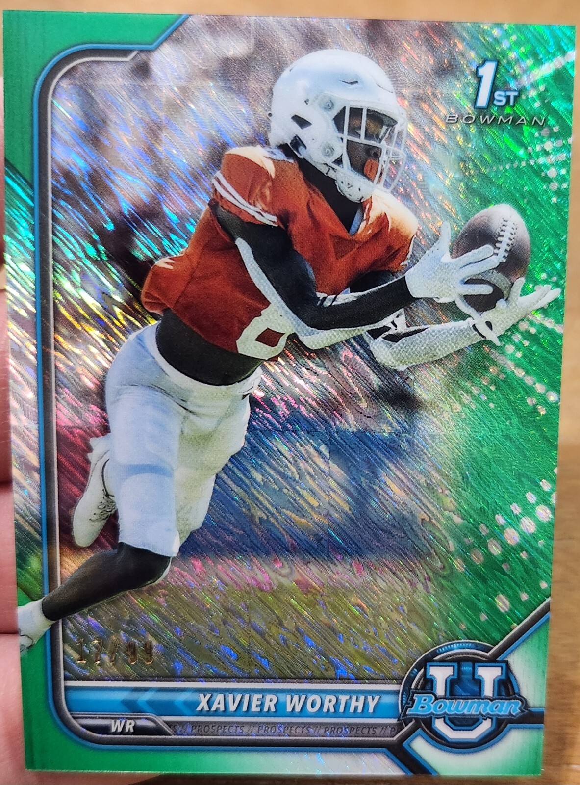 XAVIER WORTHY 2021-22 BOWMAN UNIVERSITY 1ST CHROME RC GREEN SHIMMER 17/ ...