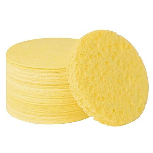 50-Count Facial Sponges Compressed Natural Cellulose Sponge Round Shape ...