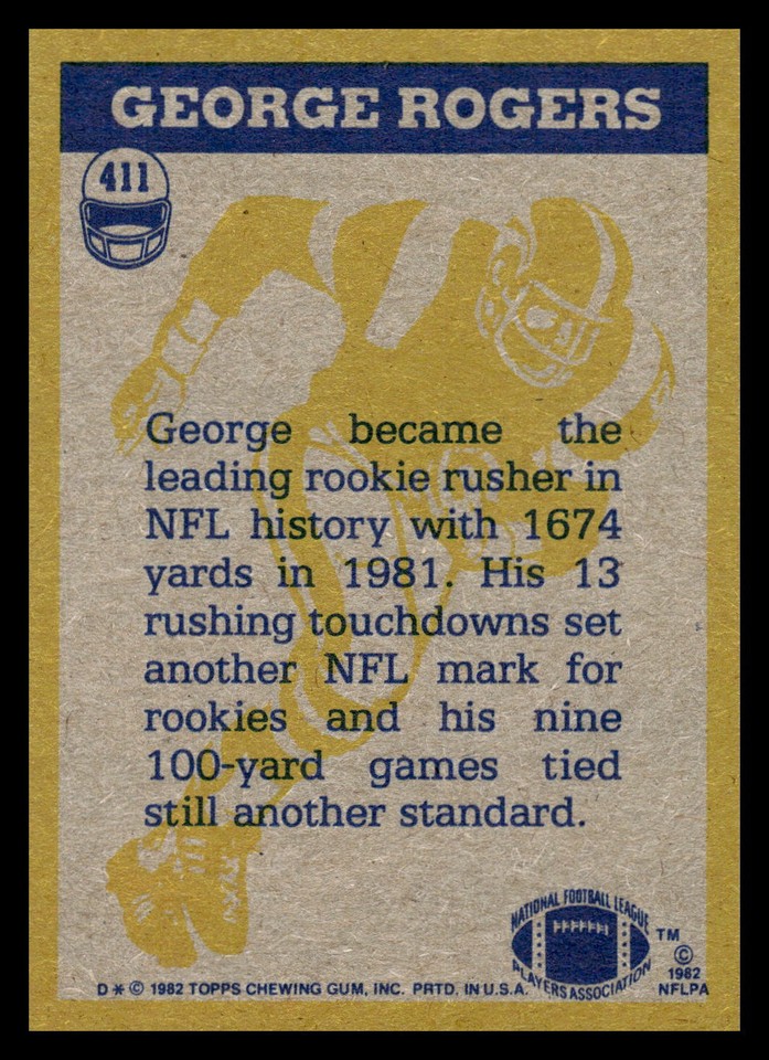 1982 Topps #411 George Rogers New Orleans Saints IA Football Card EX | eBay