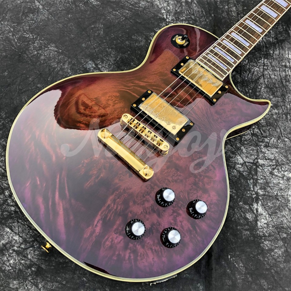 Grote Electric Guitar Purple Burst Burl Maple Top Solid Mahogany Body ...