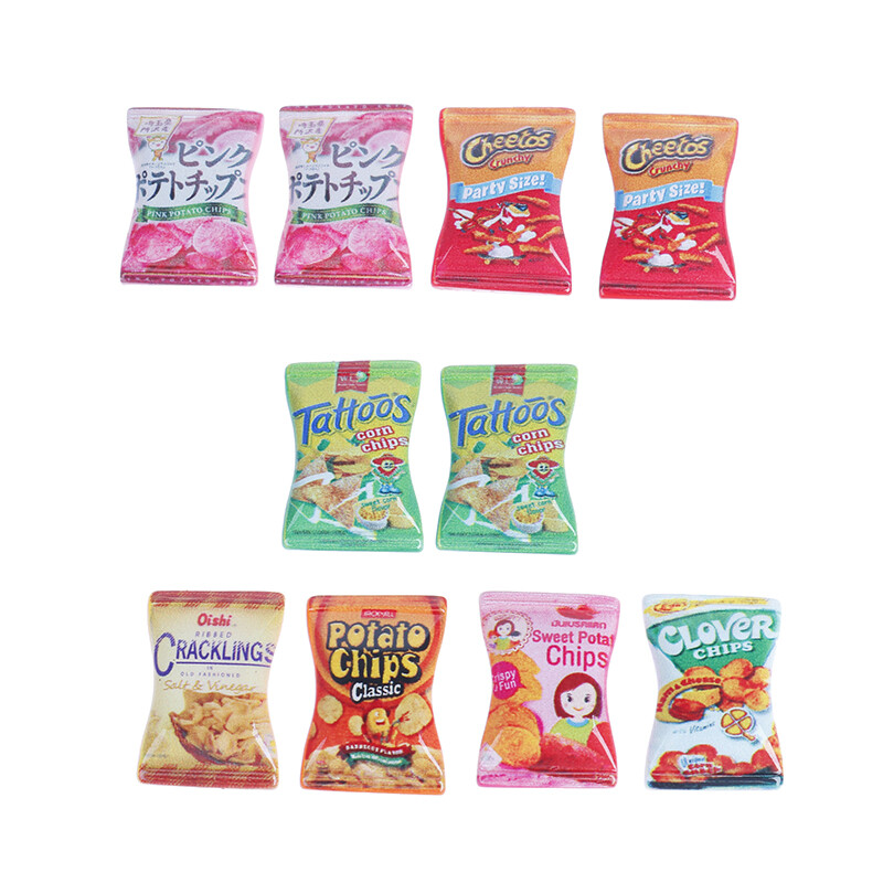 10pcs/set Dollhouse Miniature Kitchen Food Potato Chips DIY Pretend ...