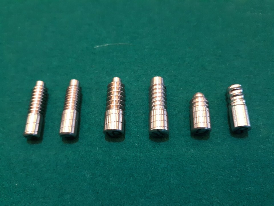 6 PIECE Maintenance Pin arbor set for drills & lathe pool cue repairs ...