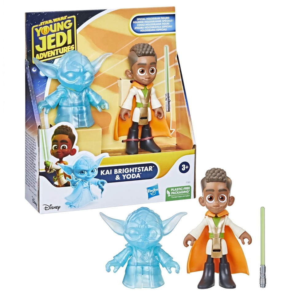 STAR WARS Young Jedi Adventures KAI BRIGHTSTAR HOLOGRAM YODA 2 Figure ...
