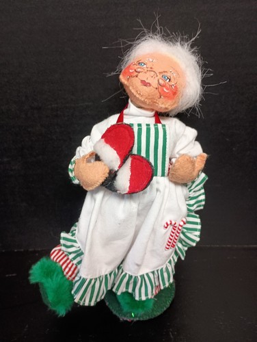 Annalee Christmas Mrs Claus Holiday Felt 9" Doll With Slippers Apron ...