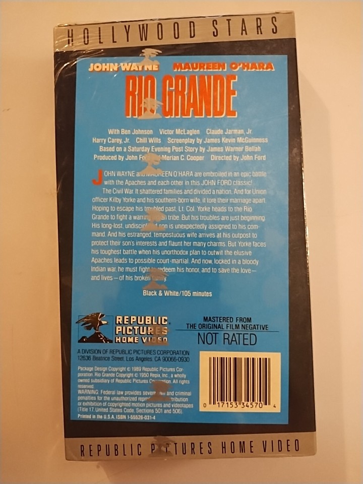 Rio Grande (VHS, 1994, Colorized Version) Free Shipping Buy 2 Get 1 ...