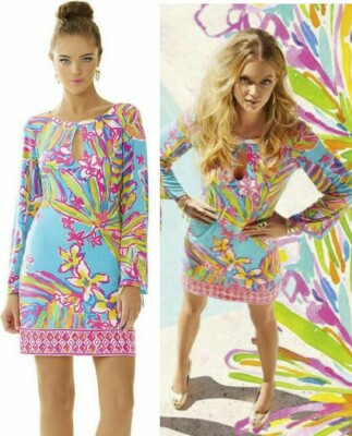 Lilly Pulitzer Fairfield Sea Blue Summer Haze Engineered Tunic Dress S ...
