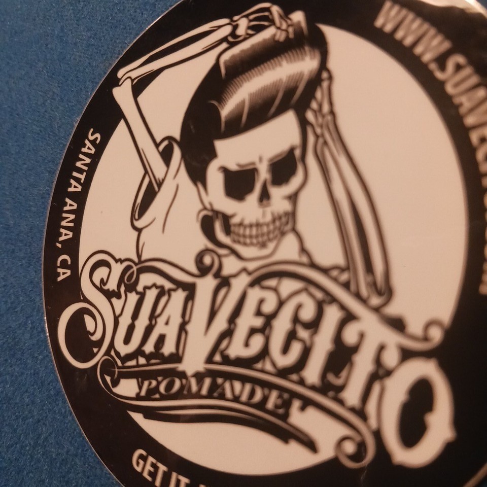 Suavecito Pomade Sticker New Shiny Gloss Black And White 3" Diameter | eBay