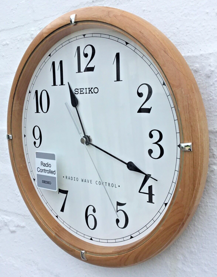 Seiko Radio Controlled Round Wooden Battery Wall Clock QXR303Z - NO BOX ...