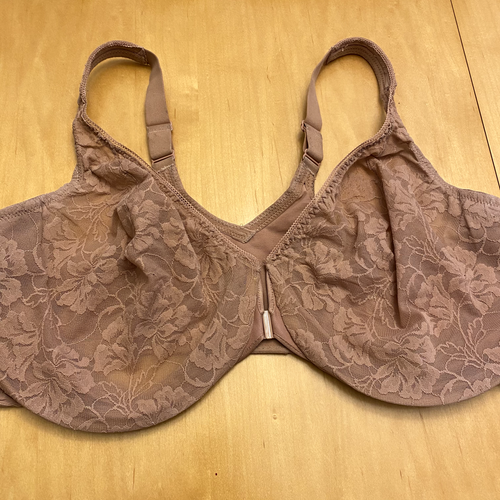 Glamorise Lacey T-Back Front-Closure WonderWire Bra Size 48F Cappuccino ...