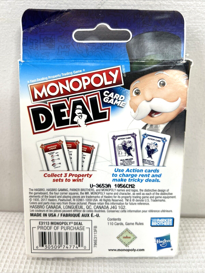 Monopoly Deal Card Game 2-5 Players Ages 8+ Complete GUC Family Game ...