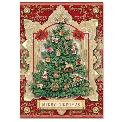 Punch Studio Boxed Christmas 12 Holiday Cards Victorian Tree ...